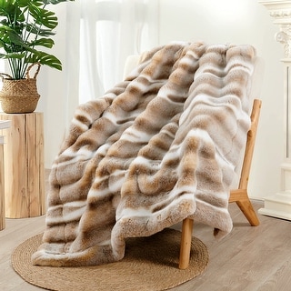 Home Soft Things Tip Dying Two Tone FauxFur Throw Thick Fuzzy Blanket ...