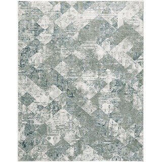 HomeRoots 2' X 3' Green And Ivory Patchwork Distressed Stain Resistant ...