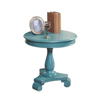 Round End Table Wooden Coffee Table Triangle Pedestal Side Table Teal ...