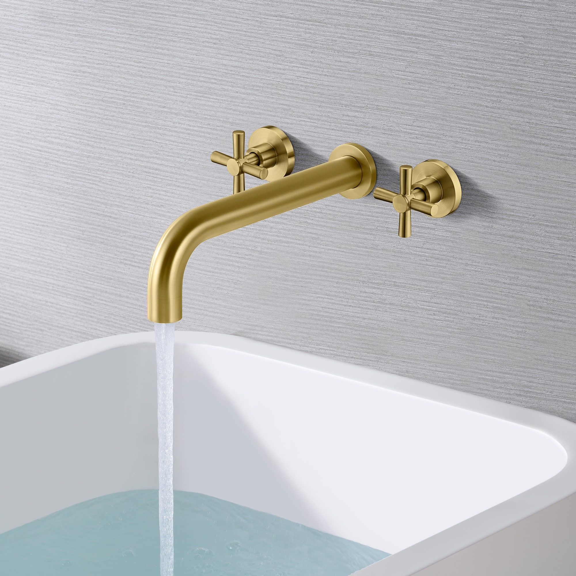 SUMERAIN Wall Mount Bathtub Faucet Chrome Two Handle Tub Filler Faucet ...