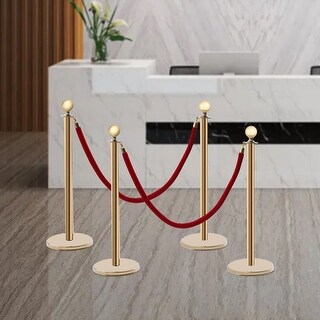 4 Pcs Stanchion Set with 5 ft Red Velvet Rope - Bed Bath & Beyond ...