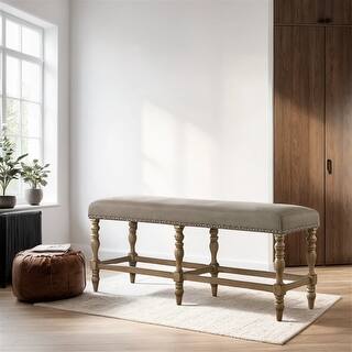 Microfiber Upholstered Counter Height Bench with Nail Head Trim - Bed ...