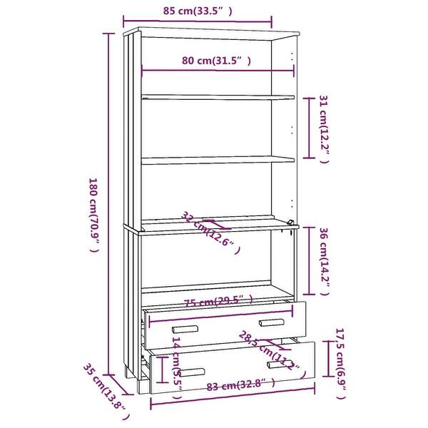 Highboard HAMAR Solid Wood Pine Light Gray - Bed Bath & Beyond - 37430971