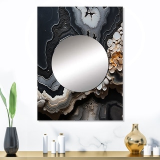 Designart "Grey Stone Geode Minimalism I" Spiritual Stone Mirror Black ...