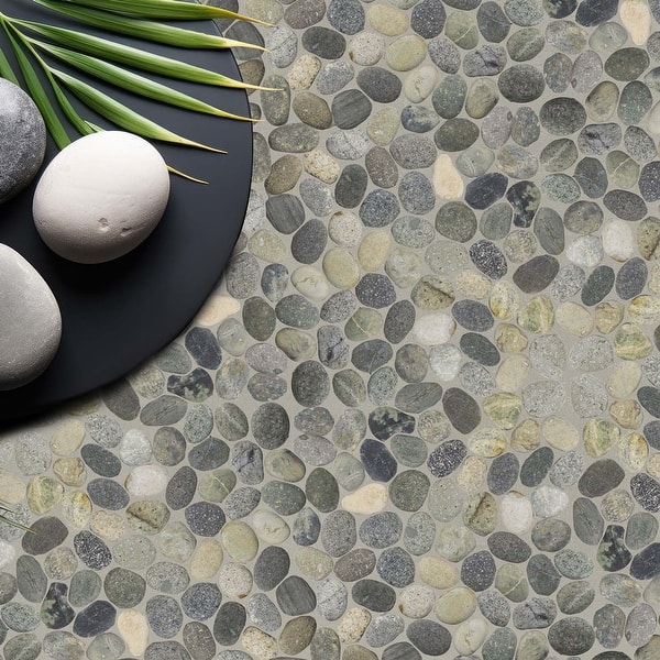 Earthy Pebble Mosaic Tumbled Stone Backsplash Tiles for Kitchen Walls ...