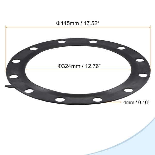 Rubber Flange Gaskets Full Face DN Pipe 12 Bolt Hole Black Flat Washer ...