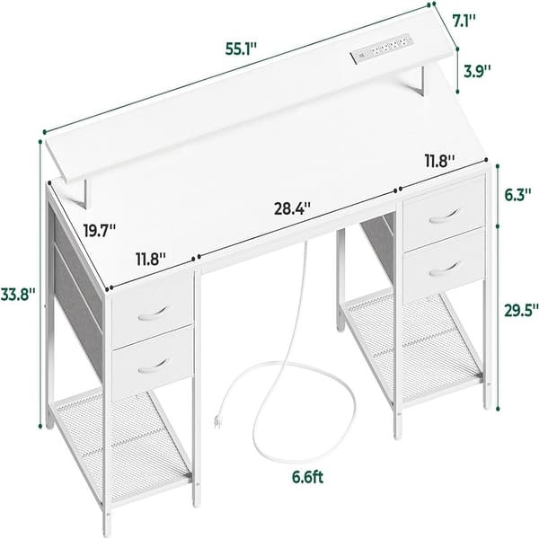 55 inch Computer Desk with 4 Drawers - Bed Bath & Beyond - 39907698