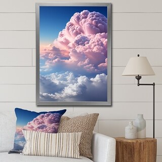 Designart "Pink Blue Sky Celestial Beauty Muted I" Sky Framed Canvas ...