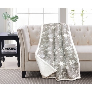 Snowflake Grey Sherpa Throw 50x60 - Bed Bath & Beyond - 32087533