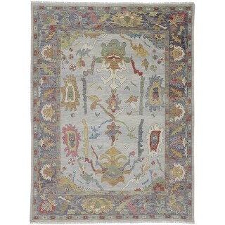 Larson Luxe Hand Knot Botanical Accent Rug, Blue/Cool Gray - 2' x 3 ...