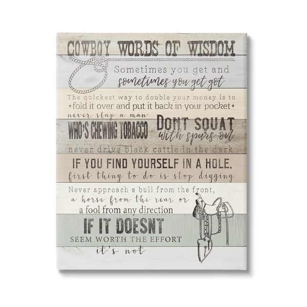 Stupell Cowboy Words of Wisdom Canvas Wall Art Design by CAD Designs ...