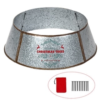 Galvanized Metal Christmas Tree Collar 30 Inch Diameter Base - Bed Bath ...