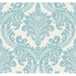 York Wallcoverings Tapestry Damask Teal Wallpaper - Bed Bath & Beyond ...