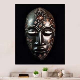 Designart "Ethnical Traditional African Mask VIII" African Tribal Metal ...