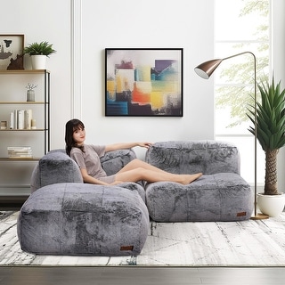 Grondin 3-Piece Giant Upholstered Modular Sectional Design Bean Bag ...