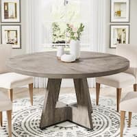 Farmhouse Round Extendable Dining Table with 16" Leaf Wood - On Sale - Bed Bath & Beyond - 38251815
