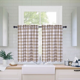Buffalo Check Gingham Print Rod Pocket Kitchen Tier Curtains or ...