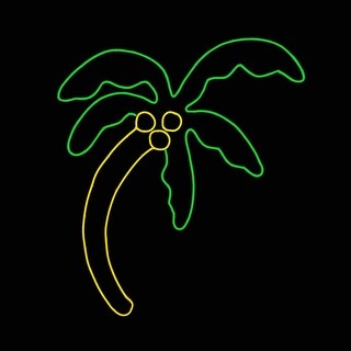 35 Inch Green and Yellow LED Neon Rope Light Palm Tree Motif - 30"H x ...