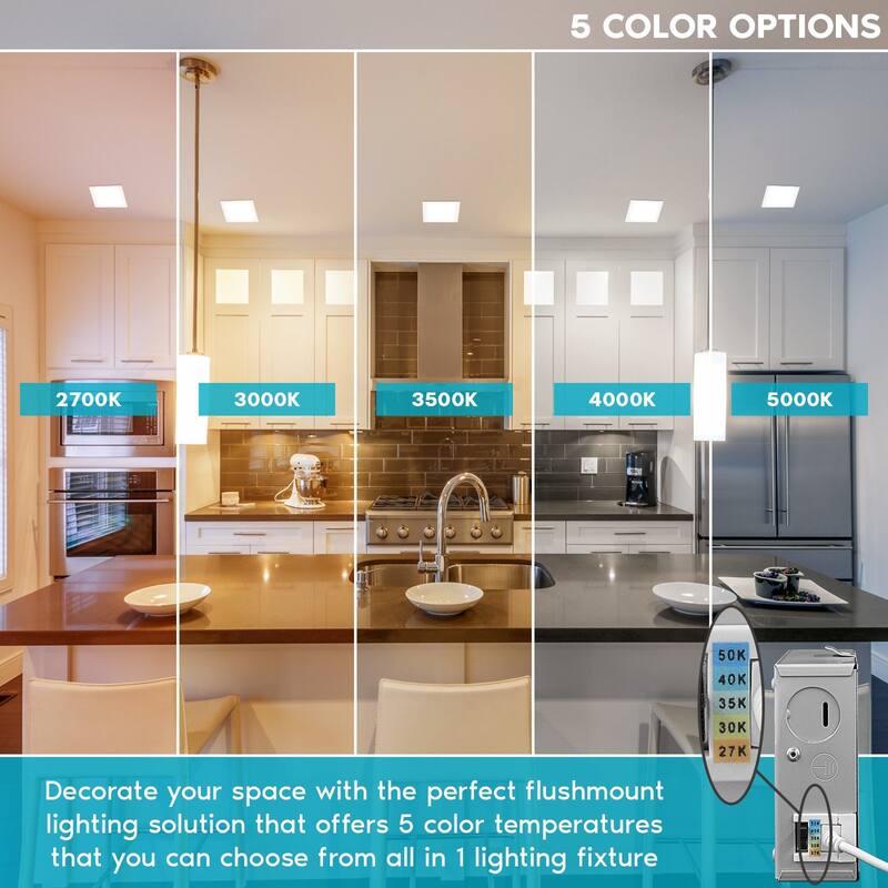 Luxrite 6 Inch Ultra Thin LED Recessed Light J-Box, 15W, 5 Color ...