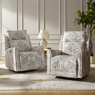 Amin Modern Swivel Rocker Power Recliner with Independently Adjustable ...