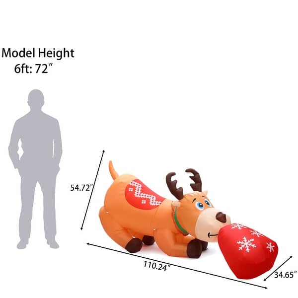 9.2Ft Long Animated Reindeer and Gift Inflatable with Lights - Bed Bath ...