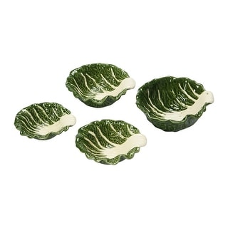 Hand-painted Cabbage Shaped Stoneware Bowls, Set of 4 - Bed Bath ...