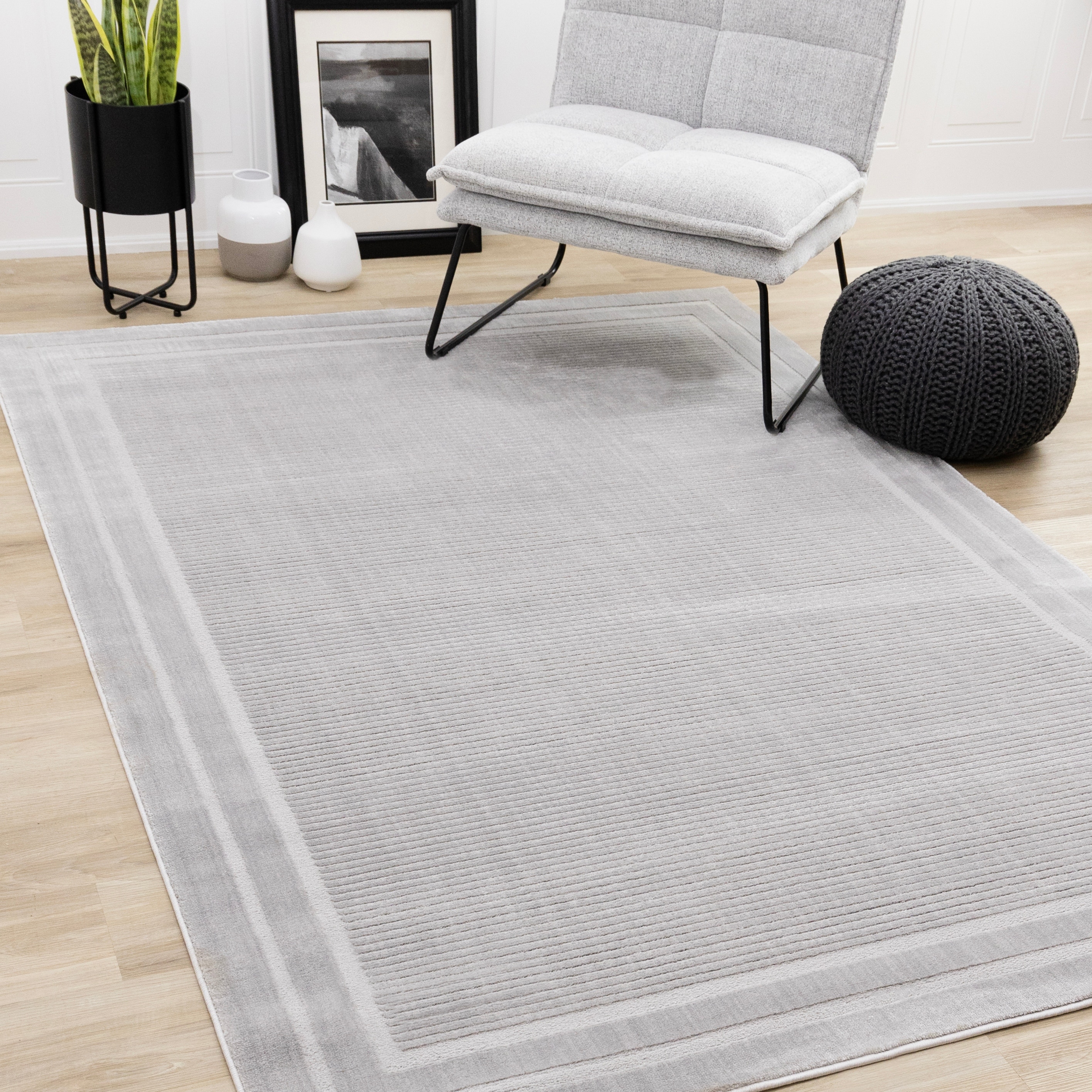 solid light grey area rug