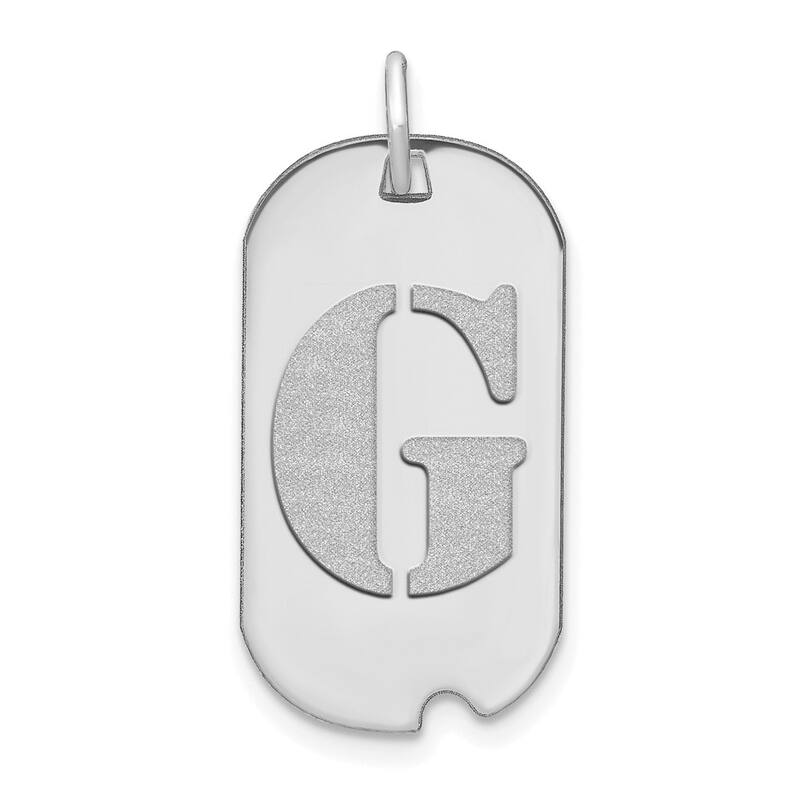 14k White Gold Polished Letter G Initial Dog Tag Pendant - Overstock ...