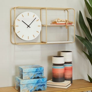 Gold Metal 2 Shelf Wall Clock - Bed Bath & Beyond - 36041141