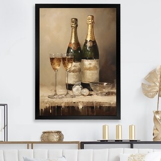 Designart "Vintage Champagny Symphony" Champagne Framed Wall Decor ...