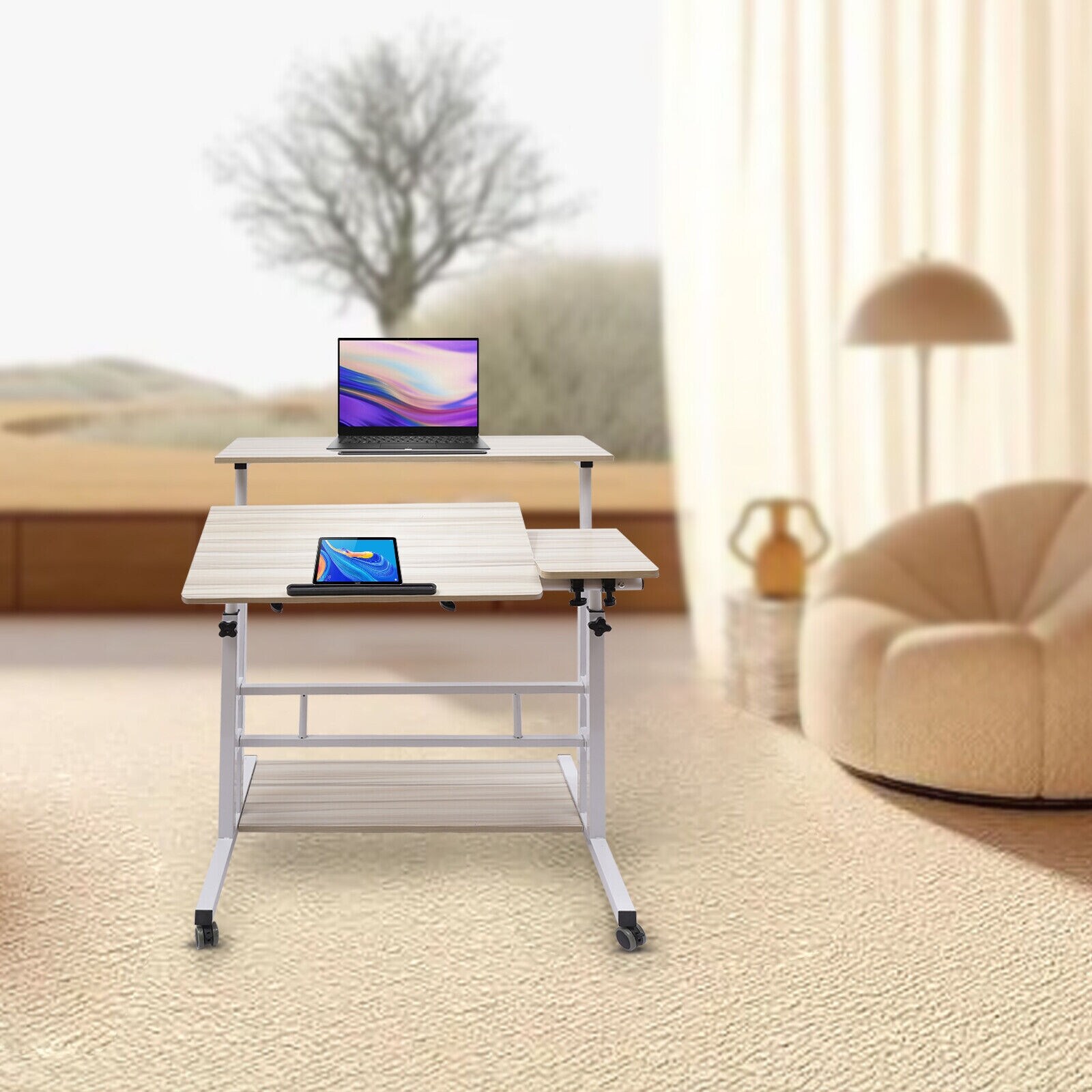 Height Adjustable Standing Desk, White Color - Bed Bath & Beyond - 38256654