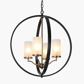 Modern 4-Light Black Gold Chandelier Orb Pendant Light for Dining Room ...