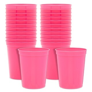 16oz Hot Pink Plastic Stadium Cups for Birthday Party, Baby Shower (24 ...