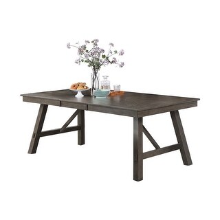 Lexi 78 Inch Classic Dining Table, Rubberwood, Extendable Leaf, Dark ...