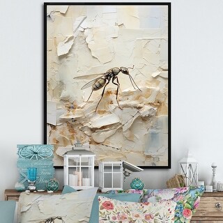 Designart "Minimalism Ant Beige Collage II" Animals Ant Framed Wall ...