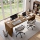 78 Inch Extra Long Solid Wood Computer Desk, Rustic Brown Double Desk ...