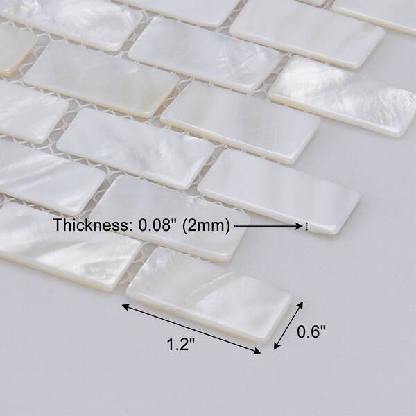 Art3d 12"x12" Mother of Pearl Tile White Opal Subway Pattern,Mosaic ...