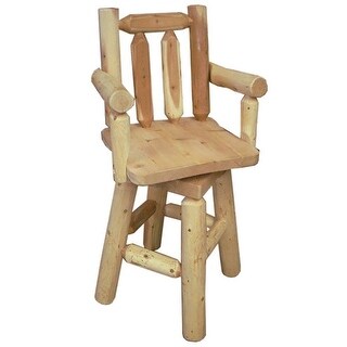 White Cedar Log Bar Stool with Arms - Bed Bath & Beyond - 35411606