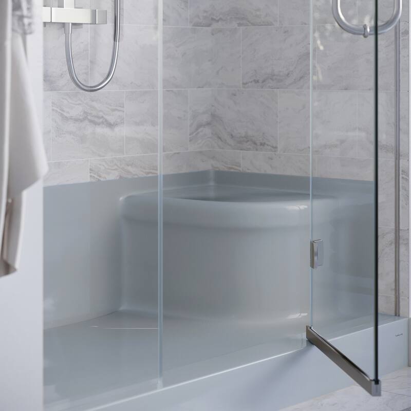 Aquatique 60 X 32 Single Threshold Shower Base With Left Hand Drain and ...