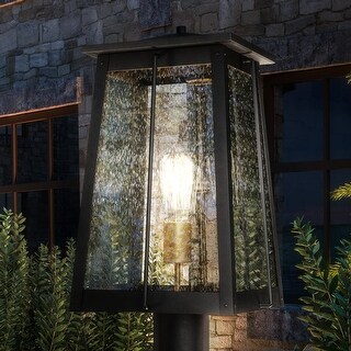 Luxury Craftsman Post Light, 17"H x 9"W, with Modern Style, Matte Black ...