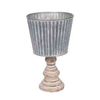 Transpac Metal Container On Wood Pedestal KD Home Decorations Spring ...