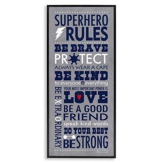 Grey and Navy Superhero Rules Typography Framed Wall Art - Bed Bath ...