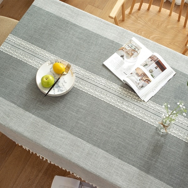 light grey rectangle tablecloth