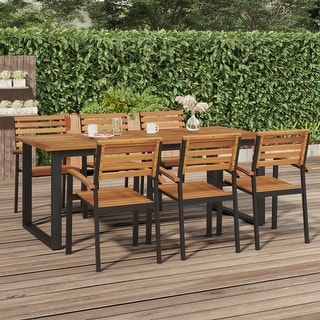 vidaXL Patio Table with U-shaped Legs 78.7"x35.4"x29.5" Solid Wood ...