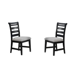 Modern 2-Piece Dining Chairs - Black Ladder Back Frame with Cushioned ...