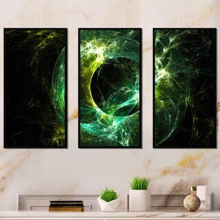 Designart "Green Sparkling Lightning" Abstract Framed Art Prints Set of ...