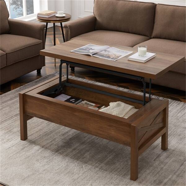 Solid Wood Frame Coffee Table with Lifted And Lowered at The Back - Bed ...