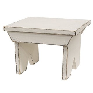 Distressed White Wooden Square Stool - 8.5" x 12" x 11" - Bed Bath ...