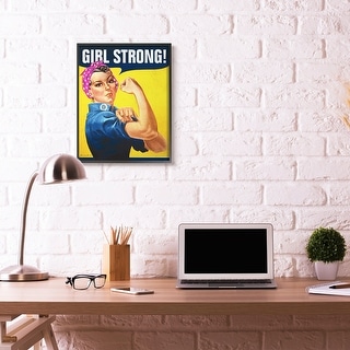 Stupell Girl Strong Vintage Woman Poster Design Framed Wall Art - Bed ...