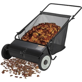 Heavy Duty Push Lawn Sweeper with Fast-Spinning Brushes, Large Hopper ...